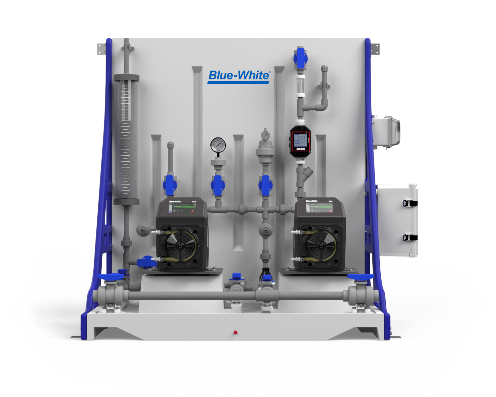 CHEM-FEED® CFPS-2 Sistema de patines dúplex de plástico - Blue-White Industrias