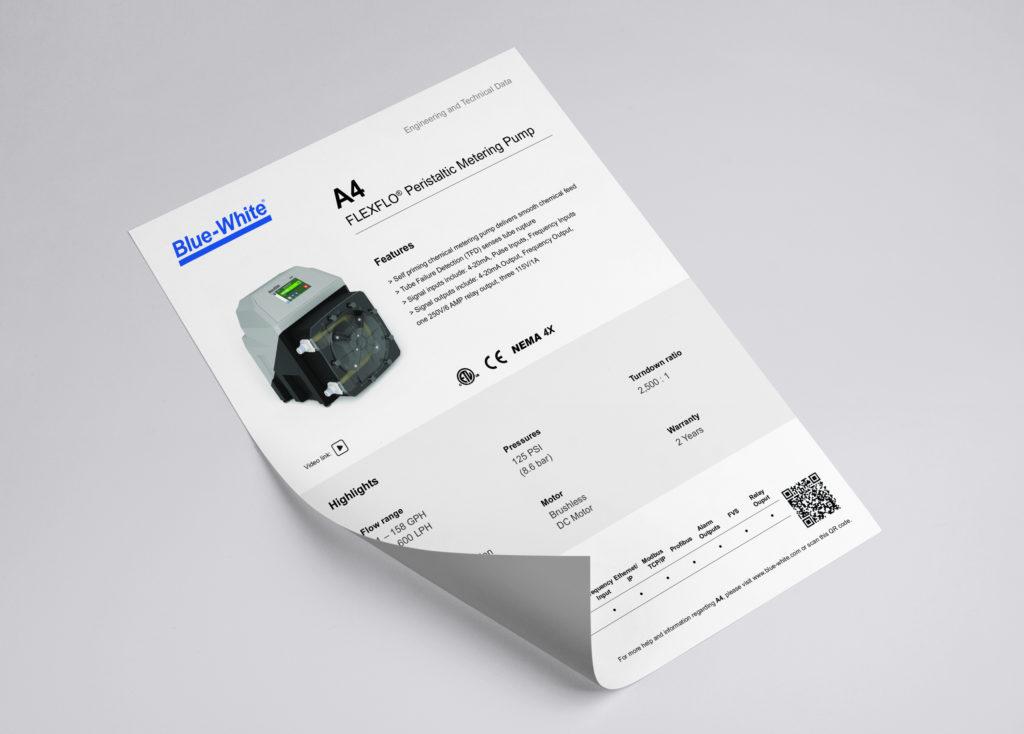 A4 Technical Data Sheet – 85000-100 - Blue-White Industries