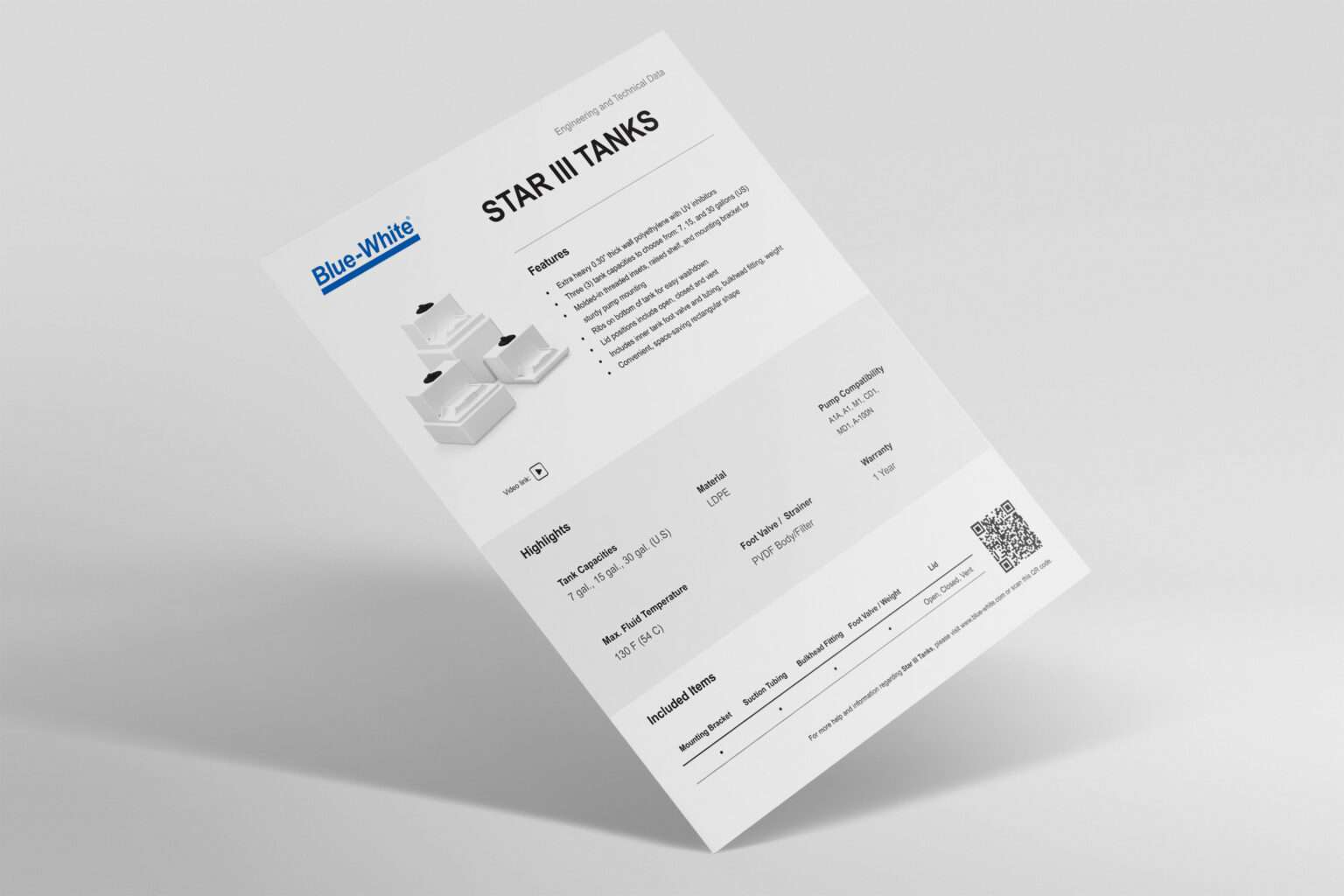 STAR III® Tanks Technical Data Sheet – 85000-153 - Blue-White Industries